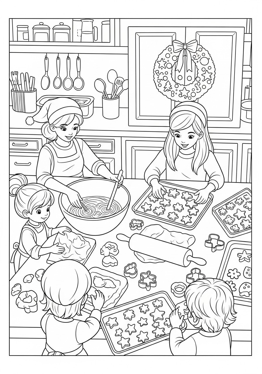 Coloring Page cooking at Christmas - Free printables - Img 32315