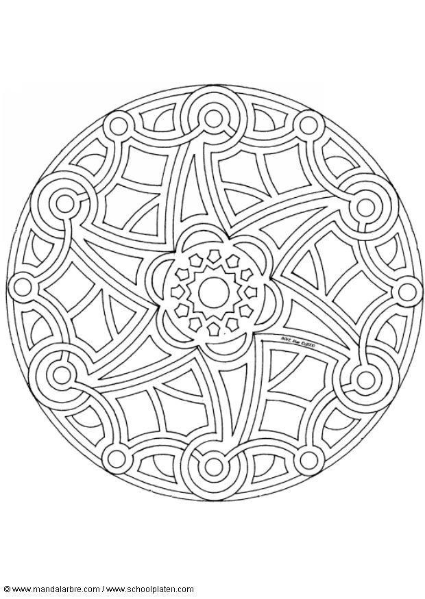 Coloring page of mandala-1502c with a symmetrical design of lines and ...