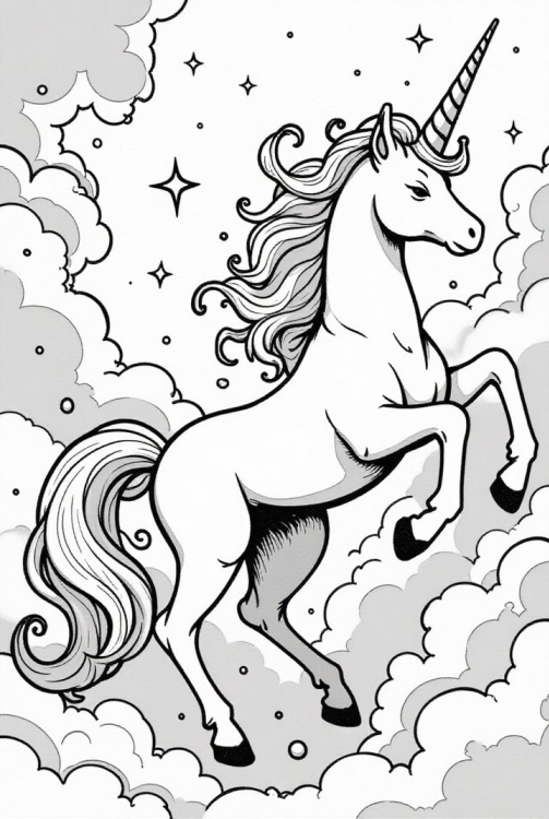 Coloring Page unicorn in the clouds - Free printables - Img 31967