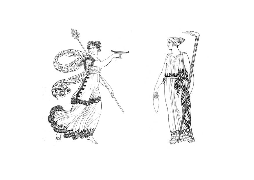 Coloring Page Bacchante and goddess from Ceres - Free printables - Img 9427