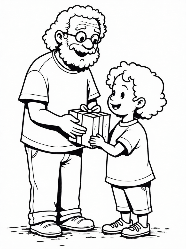 Coloring Page father's day father and child - Free printables - Img 32266
