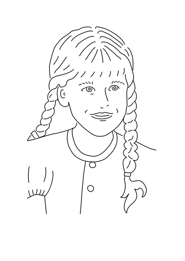 Coloring Page girl with braided hair - Free printables - Img 25575