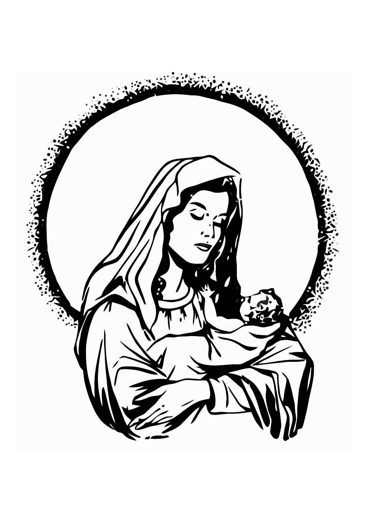 Coloring Page Maria and Jesus - Free printables - Img 11344
