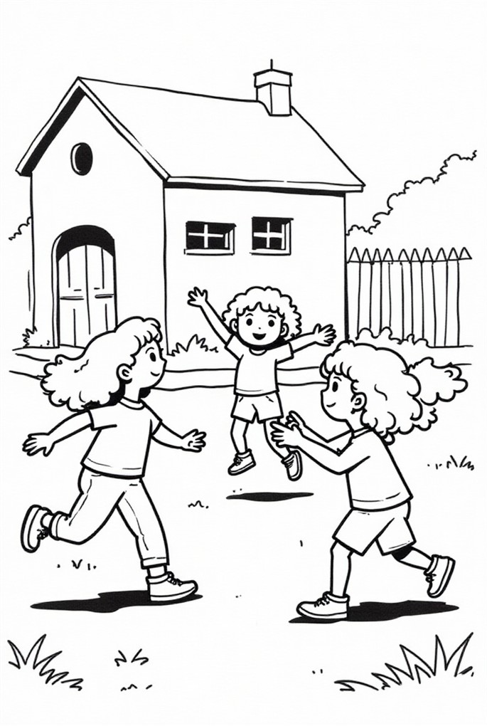 Coloring Page playing on the playground - Free printables - Img 32281