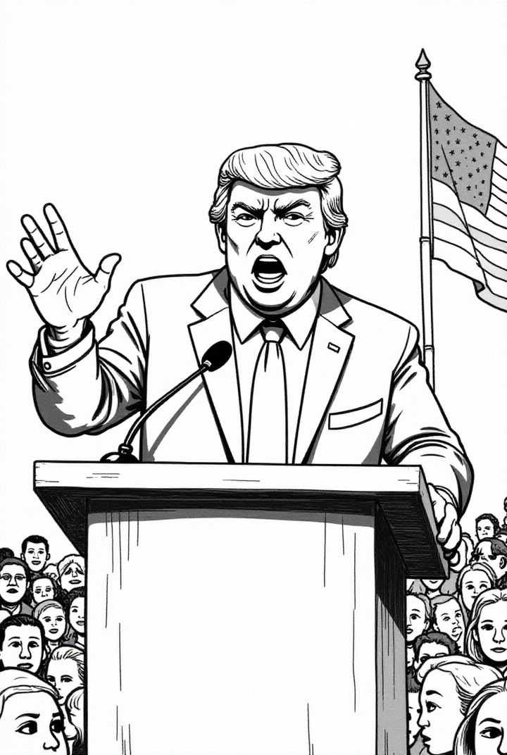 Coloring Page President Donald Trump addresses crowd - Free printables ...