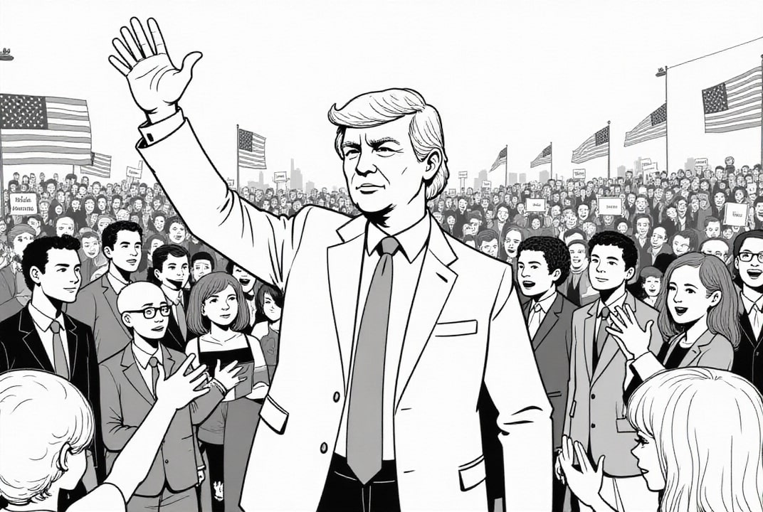 Coloring Page President Donald Trump meets with supporters - Free ...