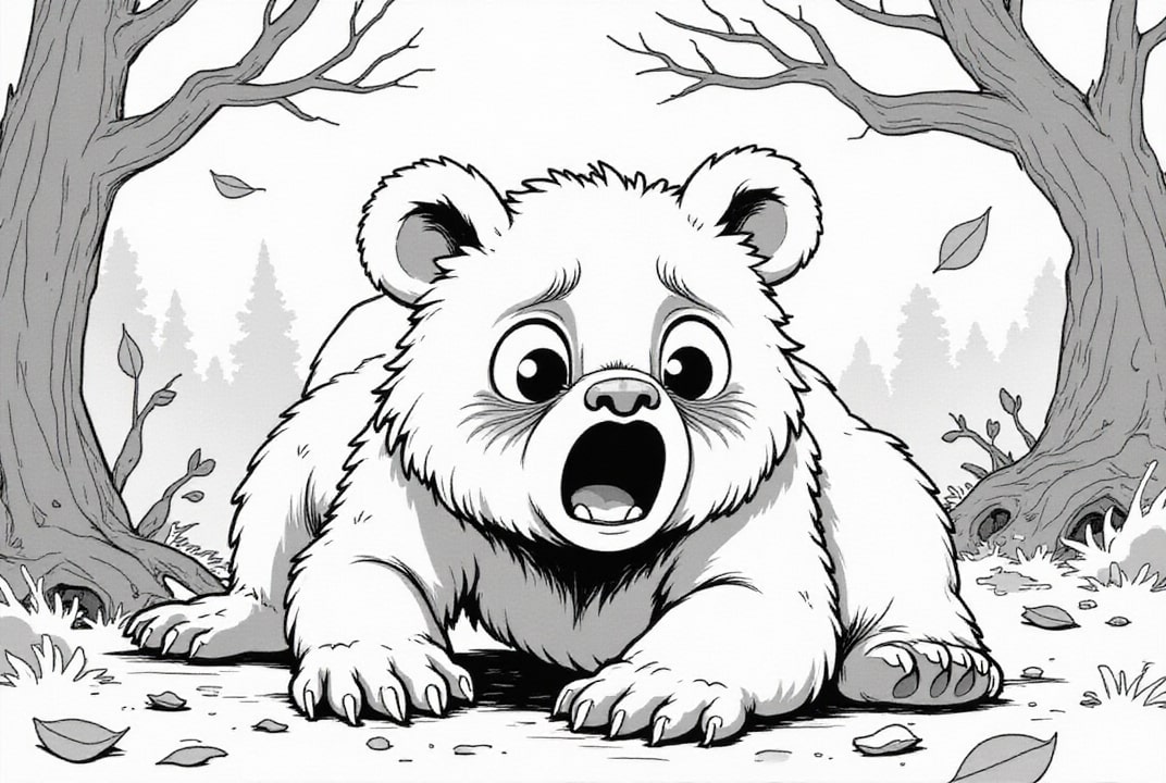 Coloring Page scared bear - Free printables - Img 32091
