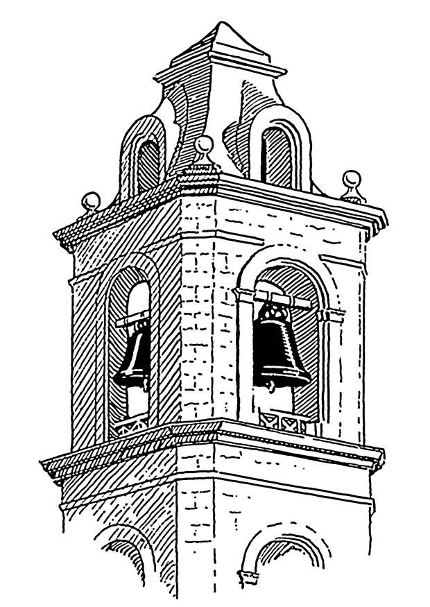 Coloring Page bell tower - belfry - Free printables - Img 18925