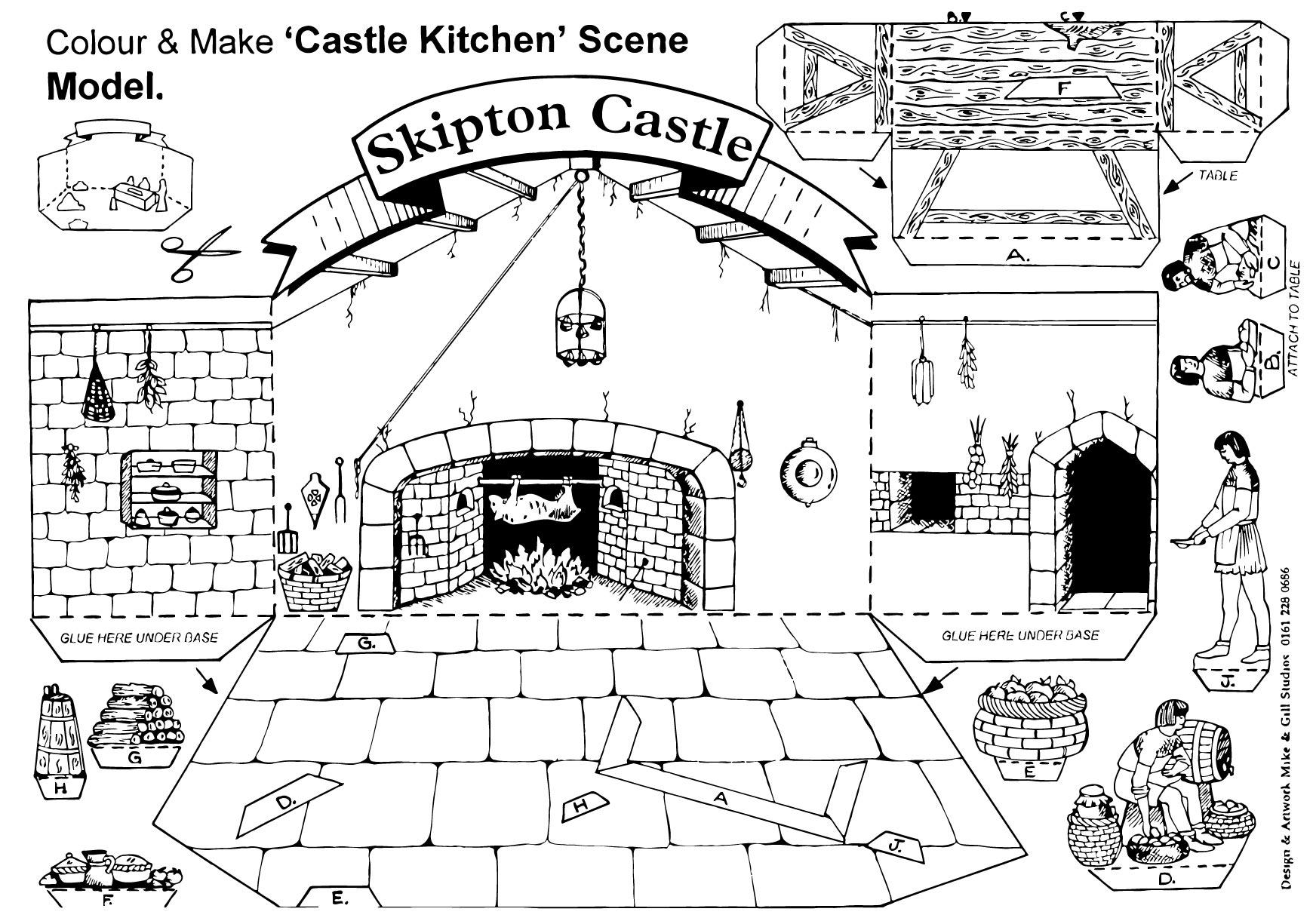 Coloring Page Castle kitchen scene - Free printables - Img 14905